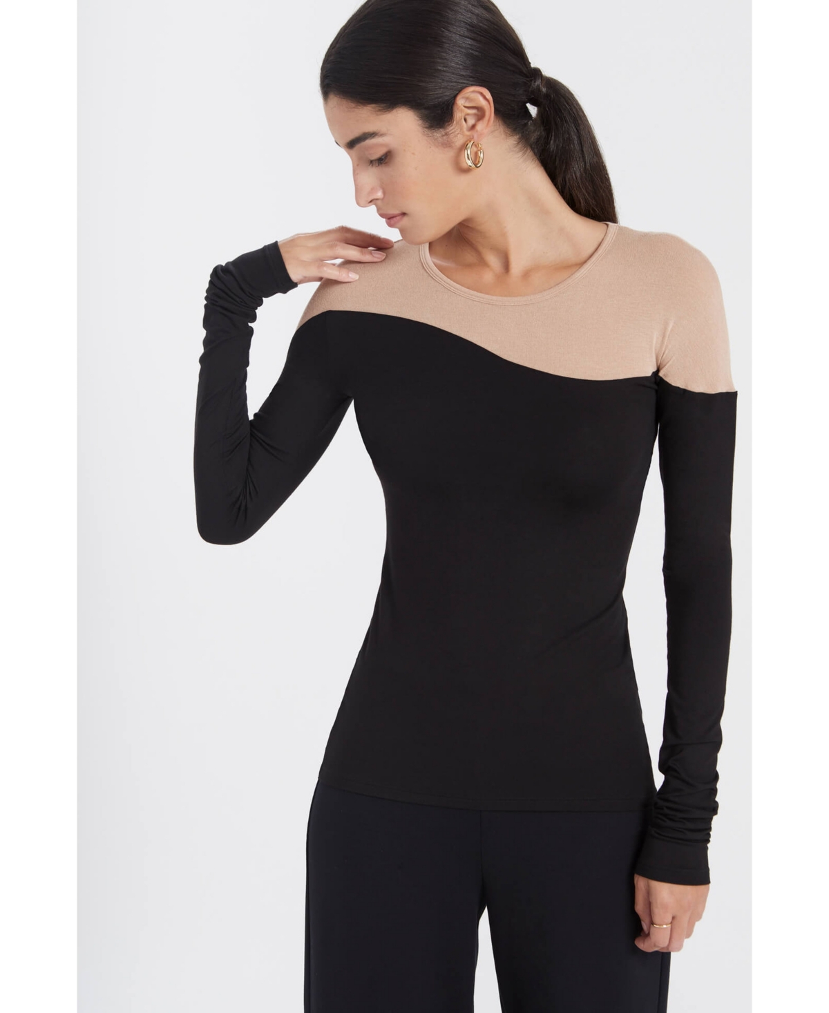 Click here for Marcella Womens Camilla Top - Black and beige prices