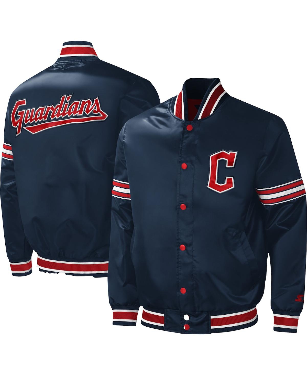 Starter Men's Starter Navy Cleveland Guardians Midfield Satin Full-Snap Varsity Jacket - Navy ...