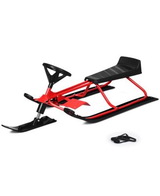 Costway Snow Racer Sled Steering Wheel Double Brakes Pull Rope Slider ...