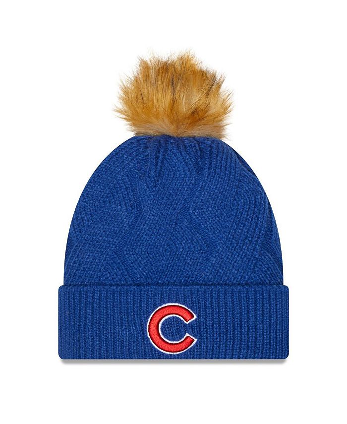 New Era Women's Royal Chicago Cubs Snowy Cuffed Knit Hat with Pom - Macy's