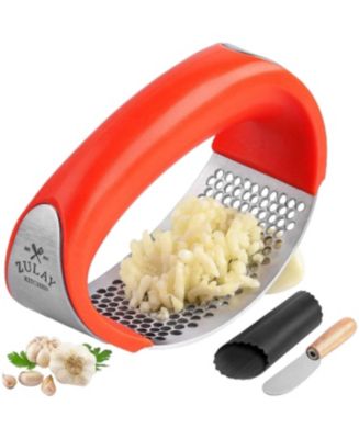 Stainless Steel Premium Garlic Mincer with Silicone Peeler & Scraper ...