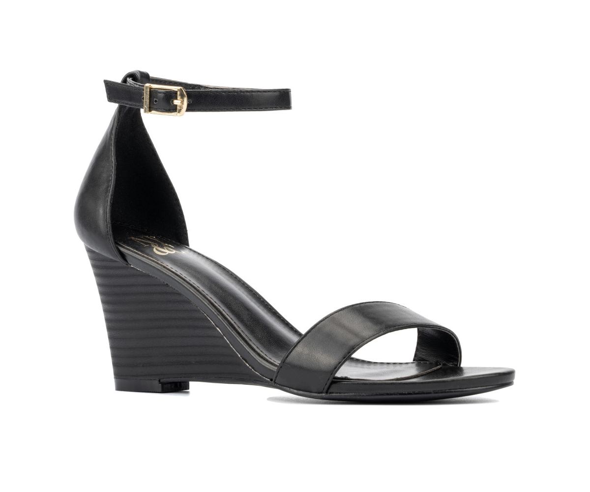 Click here for Sharona Womens Ankle Wrap Wedge Sandals - Black prices