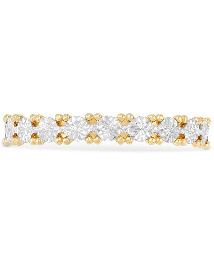 Italian Gold Floral Illusion Stack Ring in 10k Two-Tone Gold, Created ...