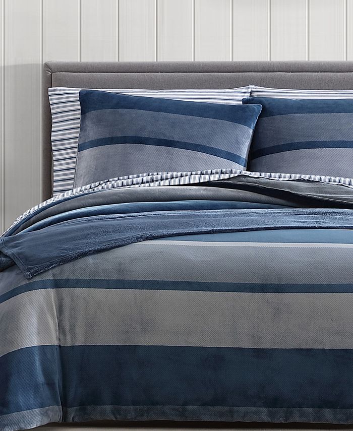 Nautica CLOSEOUT! Linden Ultra Soft Plush Fleece 3 Piece Comforter, Set ...