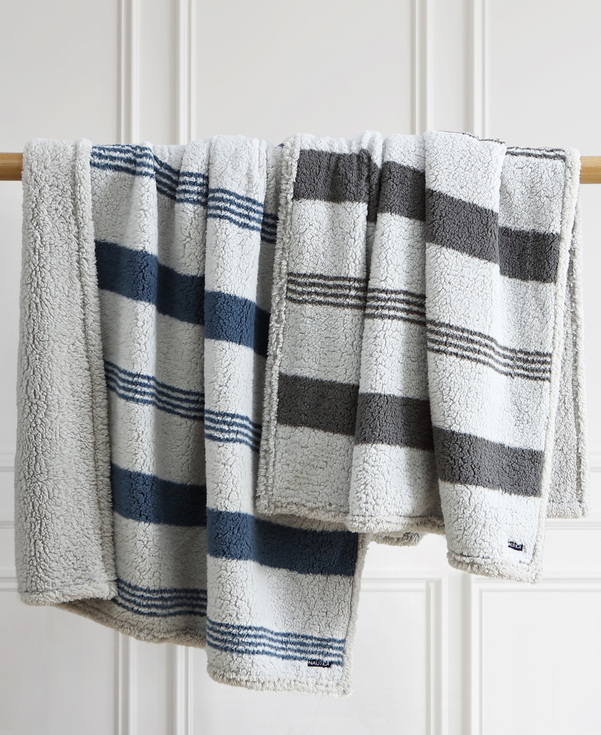 Click here for Nautica Saltmarsh Sherpa Throw  60 x 50 - Gray prices