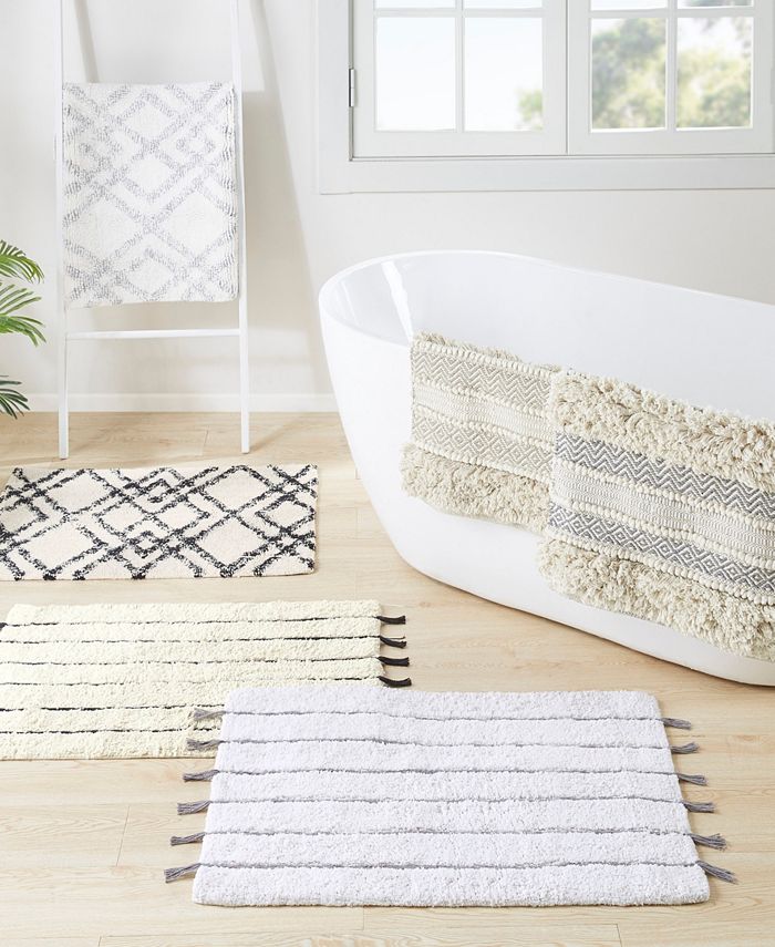 INK+IVY Arbor 20x32" Stripe Tassel Cotton Tufted Rug - Macy's