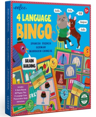 Eeboo 4 Language Bingo Game and Spanish, French, German, Mandarin ...