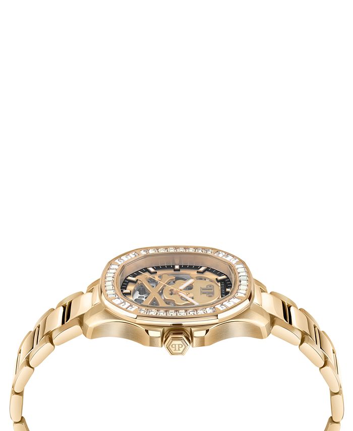Philipp Plein Men's Automatic Skeleton Spectre Gold Ion-Plated Bracelet ...