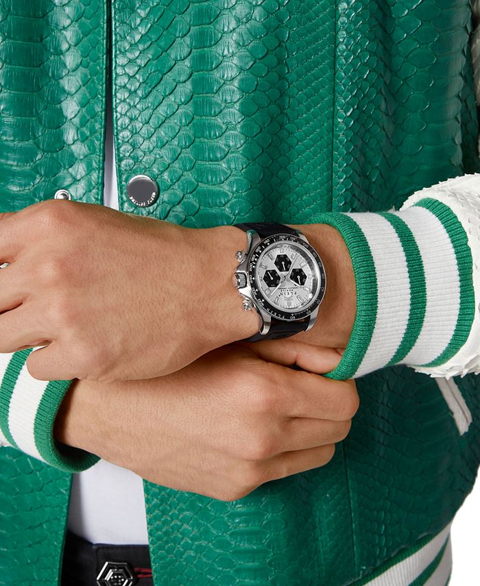 Philipp Plein Men's Chronograph Nobile Racing Black Silicone Strap ...