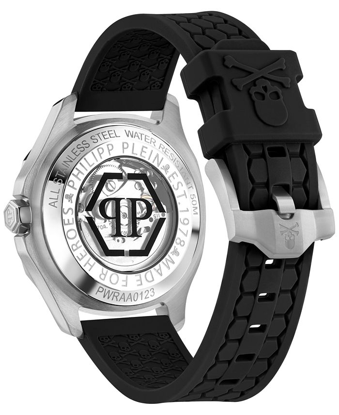 Philipp Plein Men's Automatic Skeleton Spectre Black Silicone Strap ...