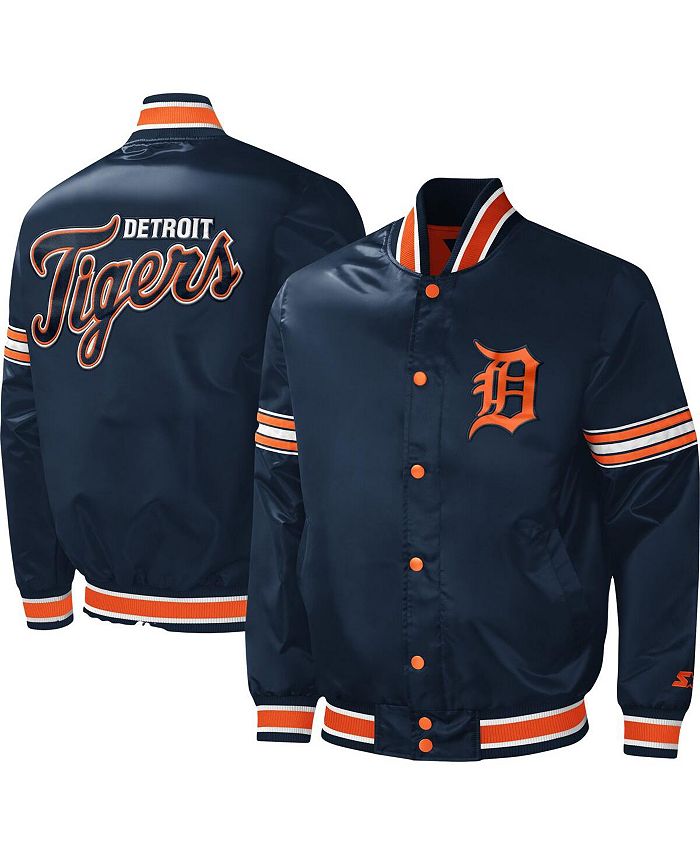 Starter Men's Navy Detroit Tigers Midfield Satin Full-Snap Varsity ...