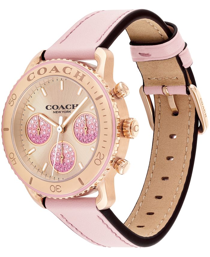 COACH Women's Cruiser Blush Leather Strap Watch, 37mm - Macy's