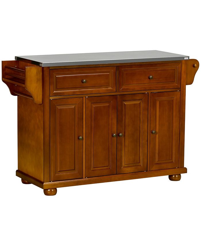 HOMCOM Triple-Cabinet Double-Drawer Kitchen Island with Storage ...
