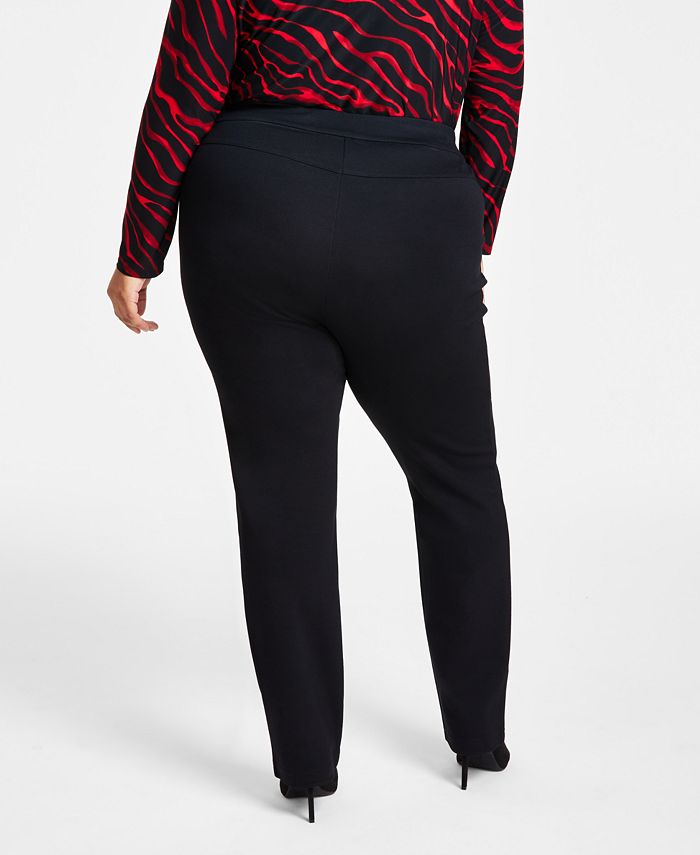 I.N.C. International Concepts Plus Size High Rise Pull-On Straight-Leg ...