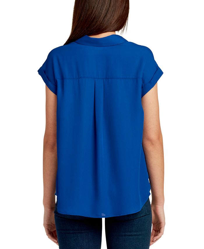 BCX Juniors' Cap-Sleeve Button-Up Shirt - Macy's