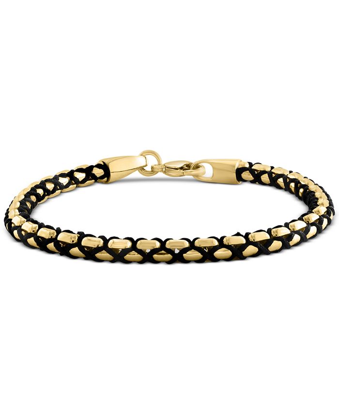 EFFY Collection EFFY® Men's Woven Nylon Cord Bracelet in 14k Gold ...