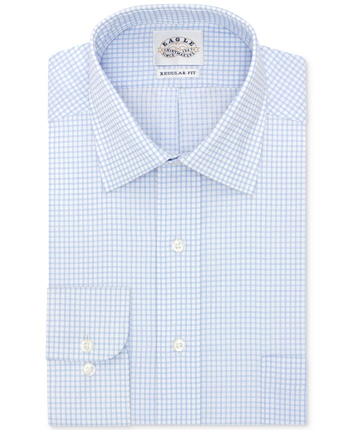 Eagle Men's Classic-Fit Non-Iron Light Blue Check Dress Shirt - Macy's