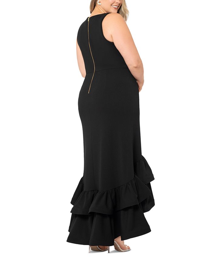 Betsy & Adam Plus Size Asymmetric Ruffled Gown - Macy's