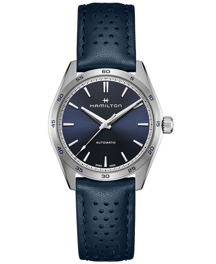 Hamilton Women's Swiss Automatic Jazzmaster Performer Blue Leather ...