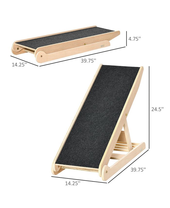 PawHut Height Adjustable Pet Ramp with Non-Slip Carpet Surfaces, 4 ...