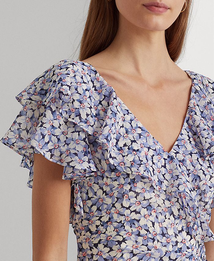 Lauren Ralph Lauren Women's Floral Ruffle-Trim Georgette Gown - Macy's