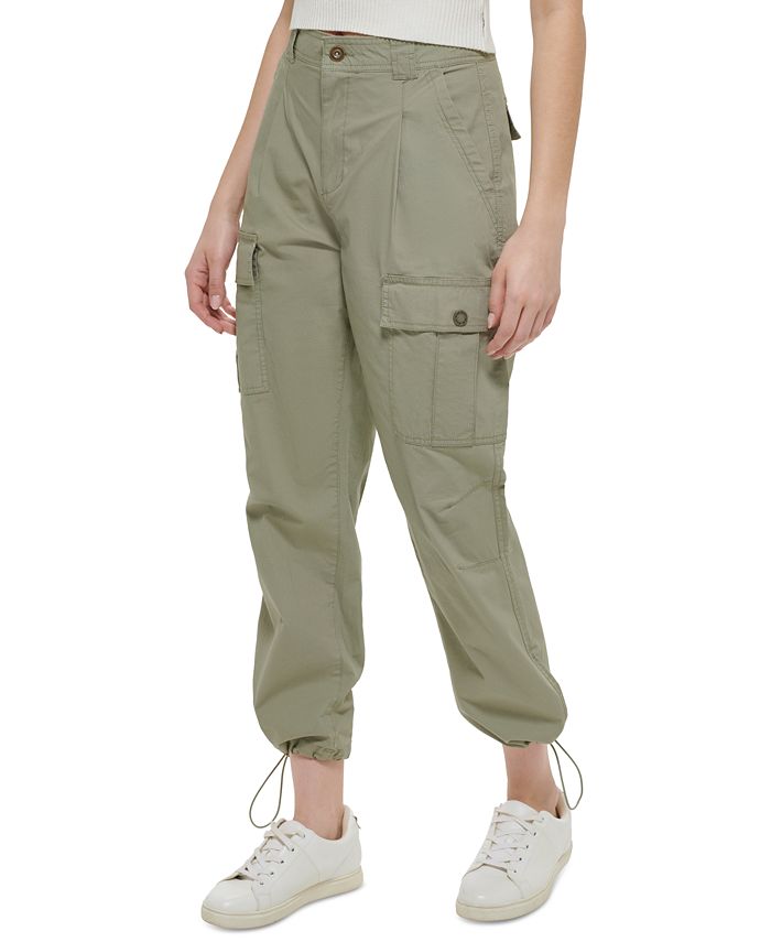 DKNY Jeans Women's High-Rise Belted Straight-Leg Cargo Pants - Macy's