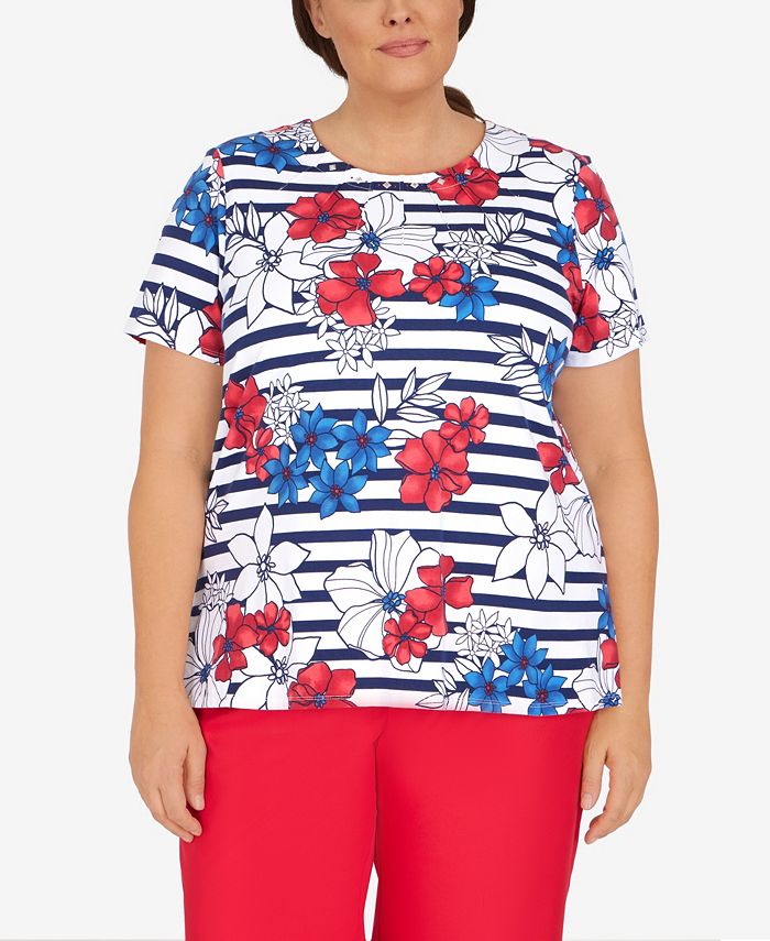 Alfred Dunner Plus Size Independence Floral Top - Macy's
