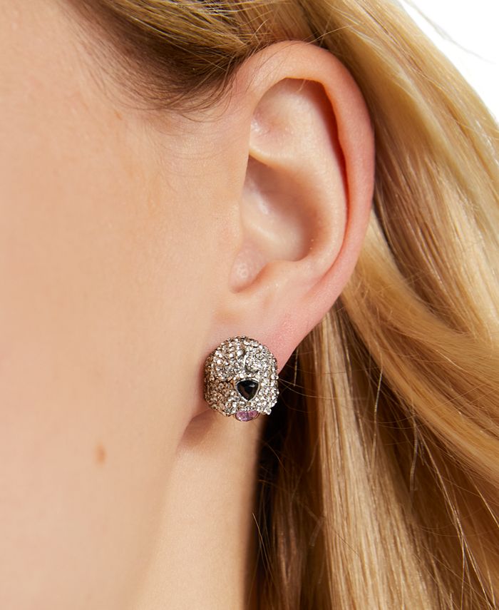 kate spade new york Silver-Tone Cubic Zirconia Sheep Dog Stud Earrings ...