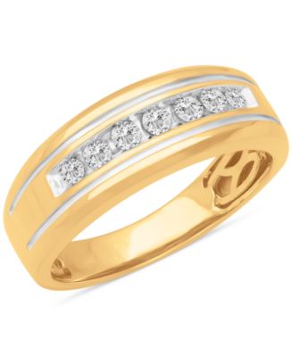 Men's Diamond Channel-Set Band (1/3 ct. t.w.) in 10k Gold - Macy's