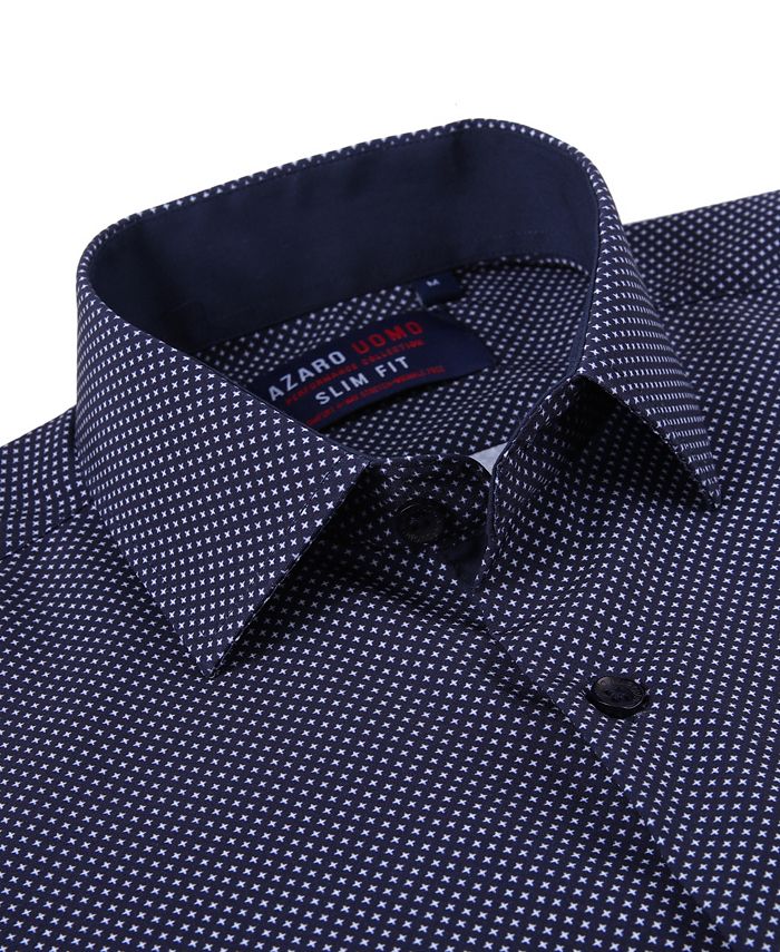 Azaro Uomo Men's Slim Fit Performance Long Sleeve Geometric Button Down ...