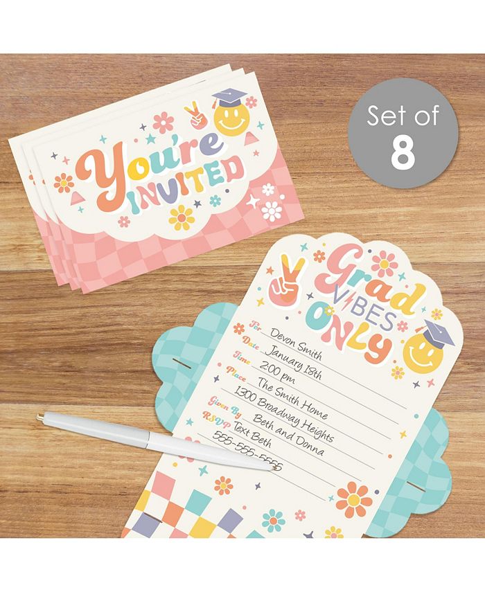 Big Dot of Happiness Groovy Grad Fill-In Cards Hippie Graduation Party ...