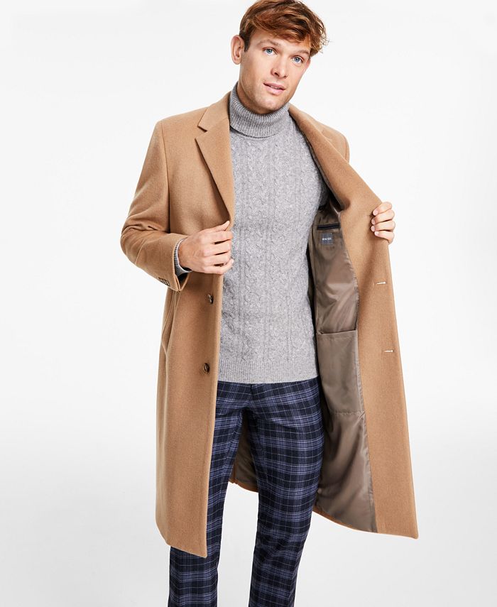 Michael Kors Men's Classic-Fit Solid Wool Blend Overcoats - Macy's