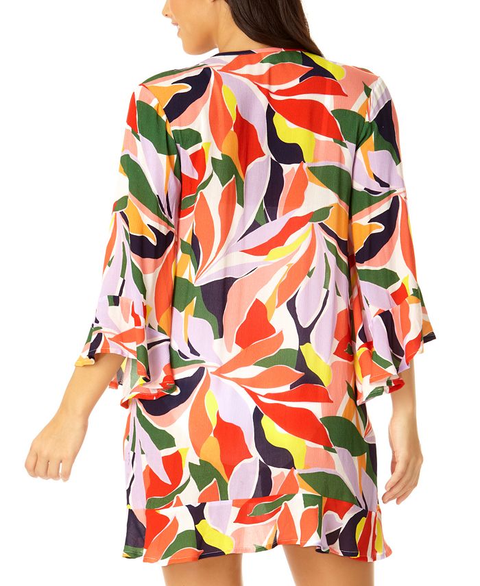Anne Cole Women's Printed V-Neck Tunic Swim Cover-Up - Macy's