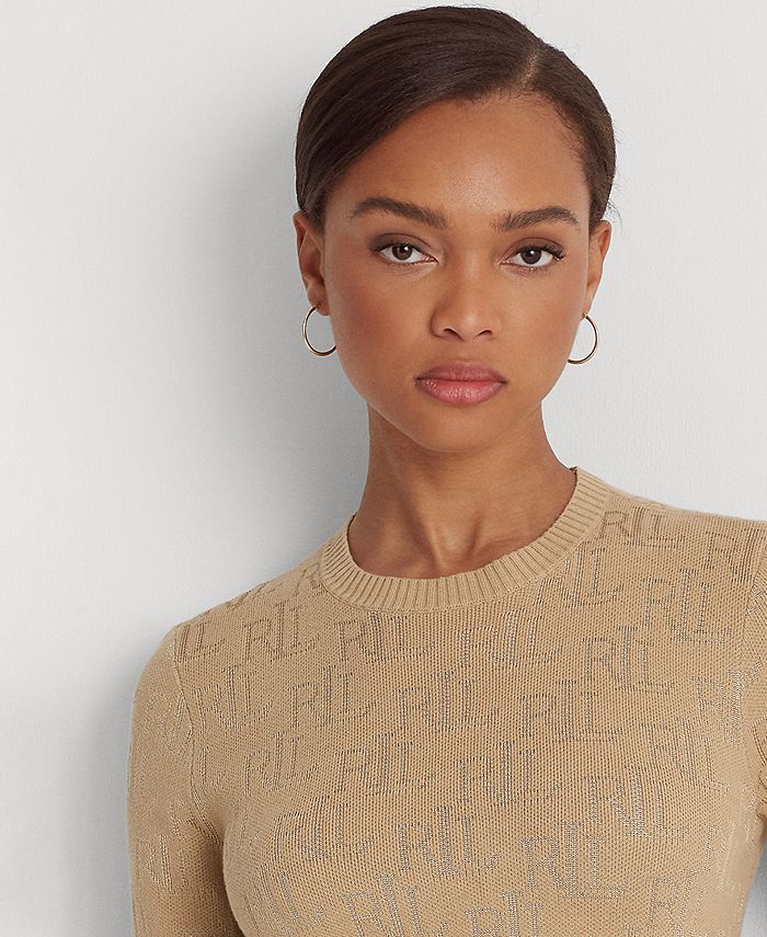Lauren Ralph Lauren Women's Monogram Jacquard Short-Sleeve Sweater ...