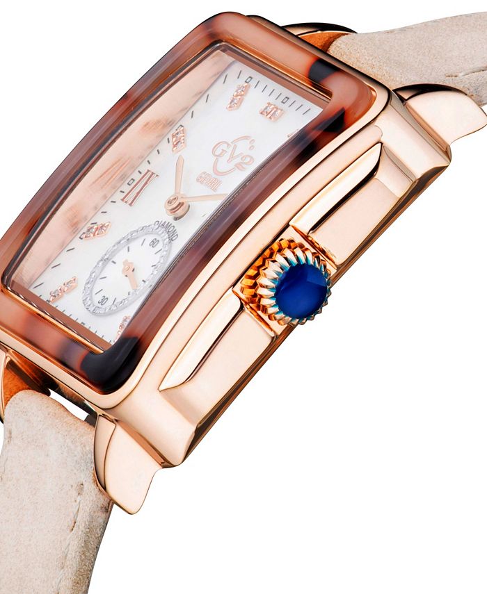 GV2 by Gevril Women's Bari Tortoise Swiss Quartz Tan Leather Watch 30mm ...