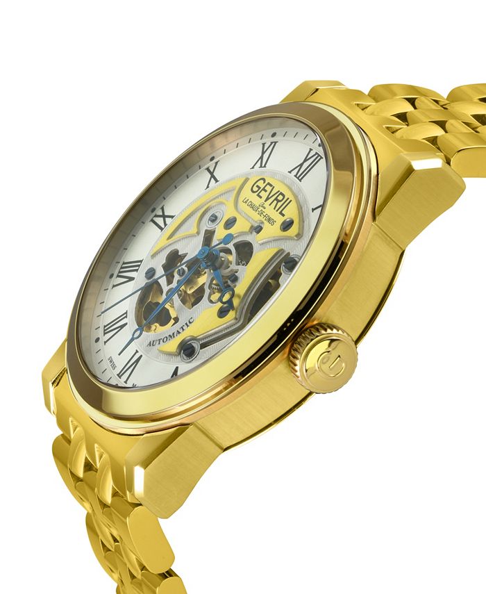 Gevril Men's Vanderbilt Swiss Automatic Gold-Tone Stainless Steel Watch ...