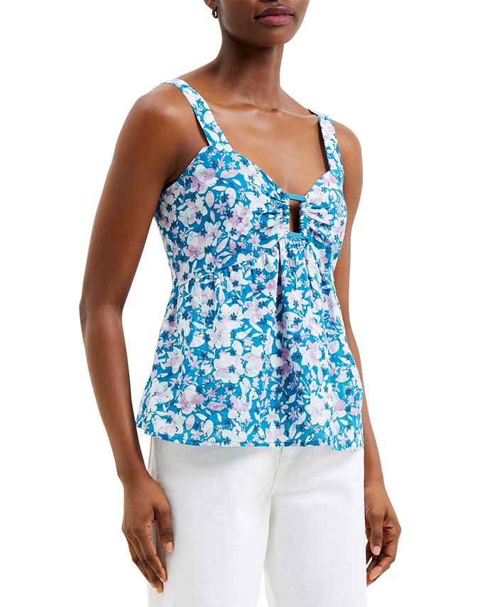 French Connection Women's Flores Cotton Floral-Print Sleeveless Top ...