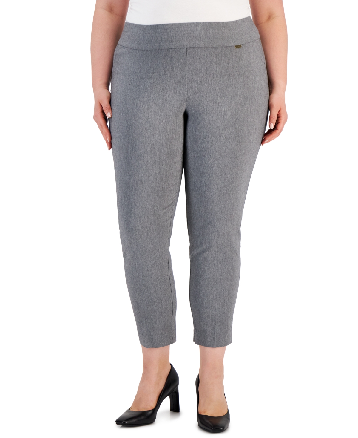I.n.c. International Concepts Plus Size Bengaline Skinny Pants  Created for Macys - Mid Heather Grey