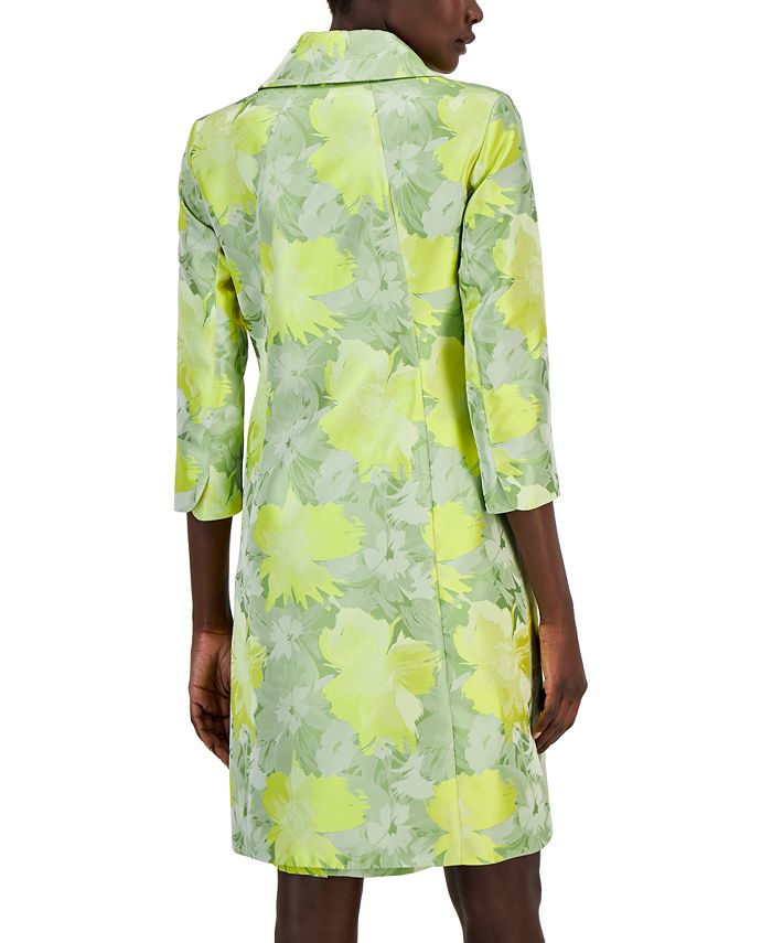 Anne Klein Women's Floral Jacquard Knee-Length Jacket - Macy's