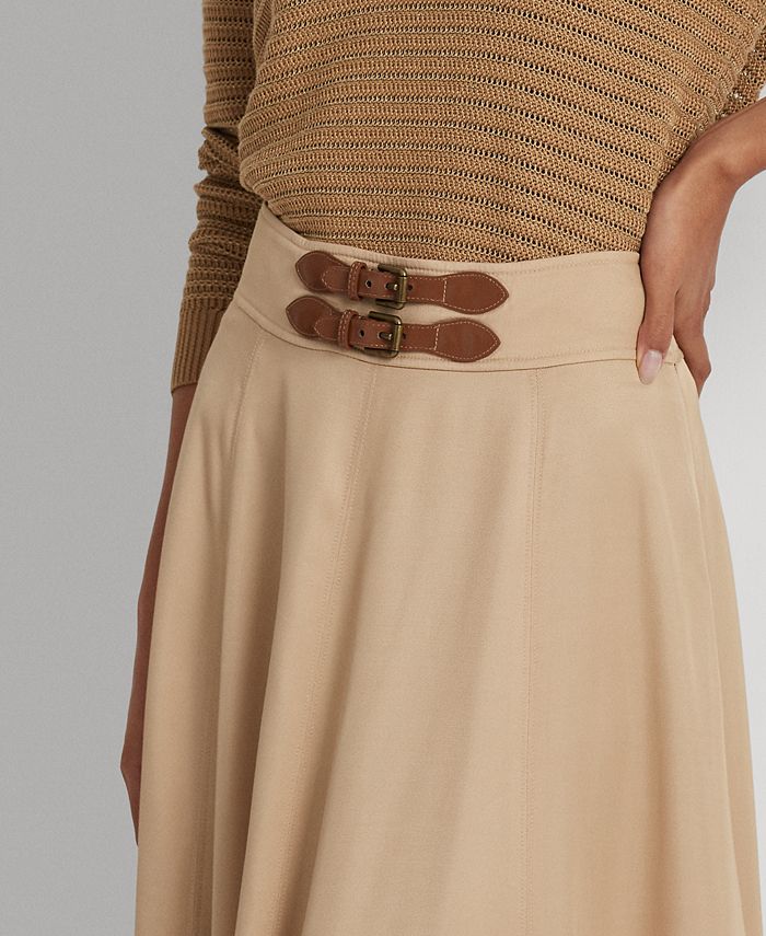Lauren Ralph Lauren Women's Buckle-Trim Twill A-Line Skirt - Macy's