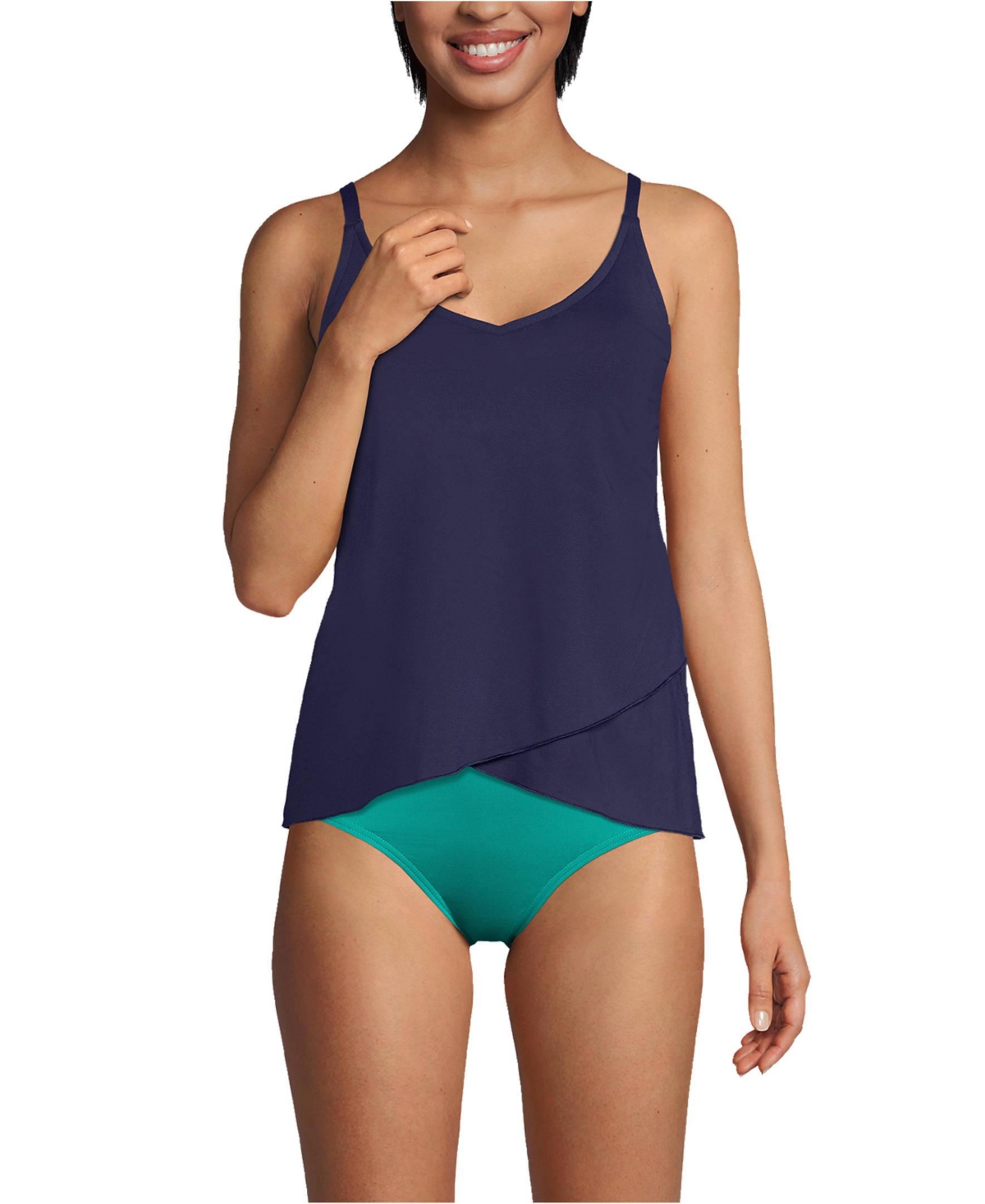 Click here for Lands End Womens Long Torso Tulip Hem Tankini Top... prices