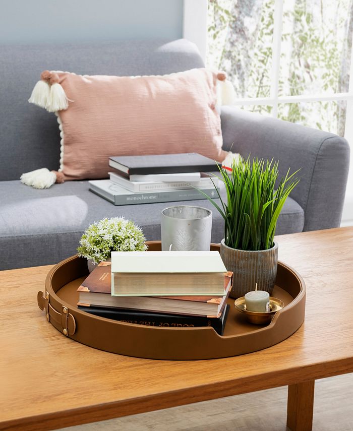 American Atelier Light Brown Round Tray - Macy's