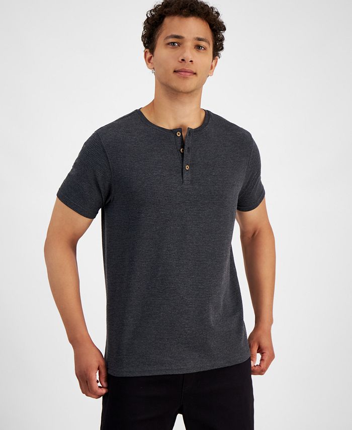 And Now This Men's Regular-Fit Textured Ottoman Ribbed-Knit Henley ...