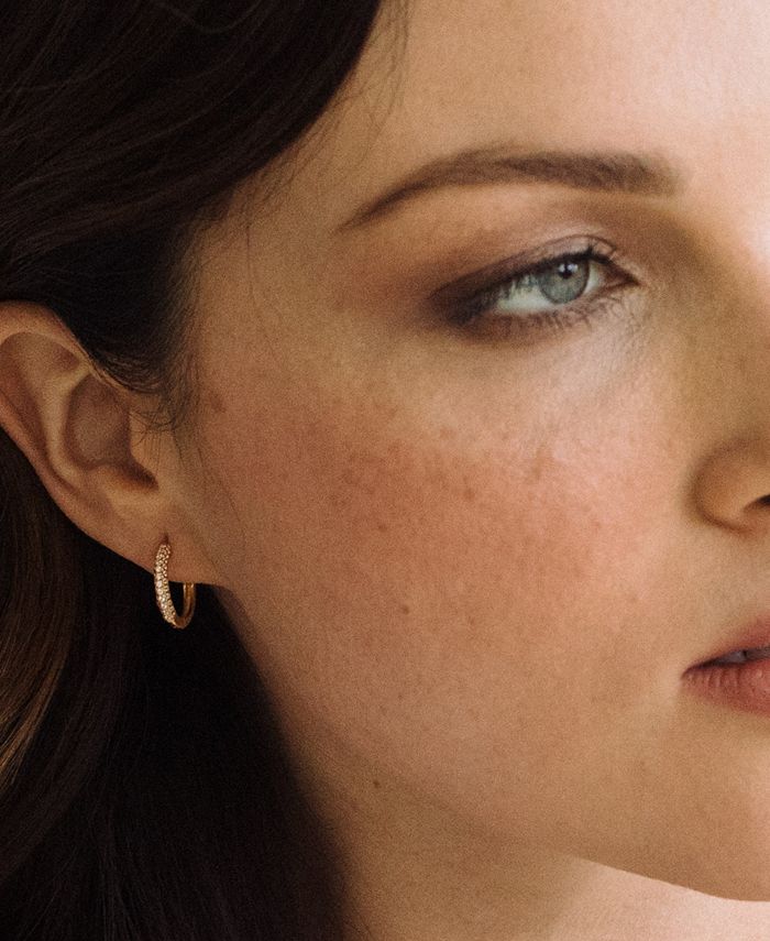 brook & york Crystal 14K Gold-Plated Vermeil Cecile Hoops - Macy's