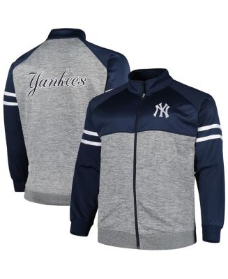 Men's Navy, Heather Gray New York Yankees Big and Tall Raglan Full-zip ...