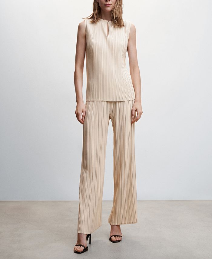 MANGO Women's Pleated Wide Leg Pants - Macy's
