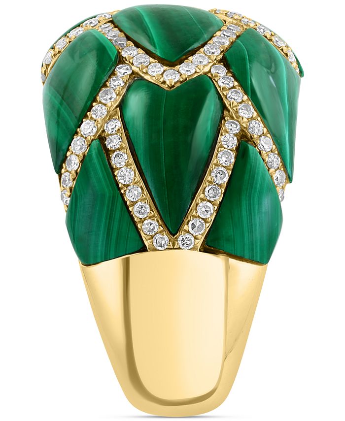 EFFY Collection EFFY® Malachite & Diamond (1/3 ct. t.w.) Statement Ring ...