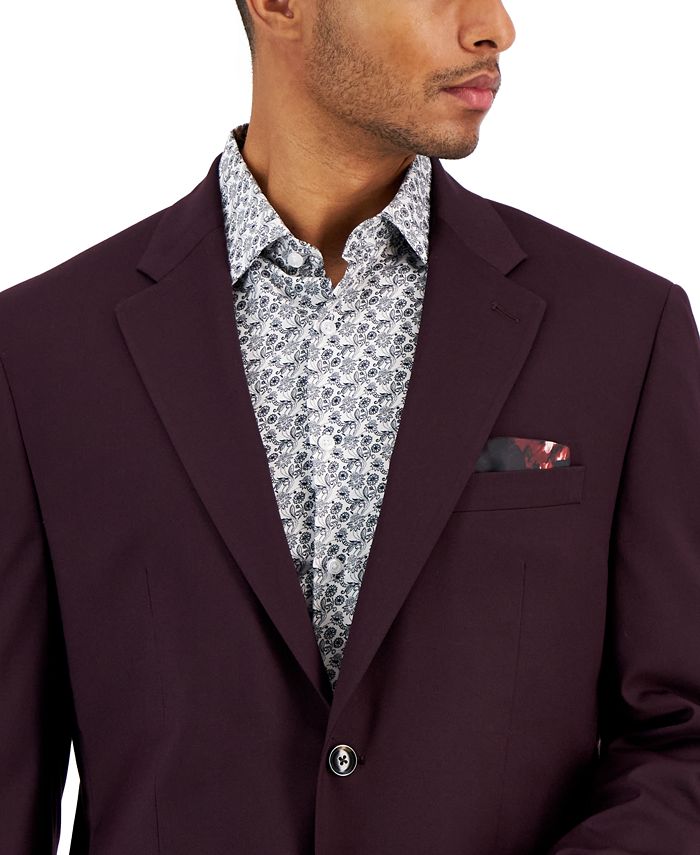 Sean John .Men's Classic-Fit Maroon Solid Suit Jacket - Macy's