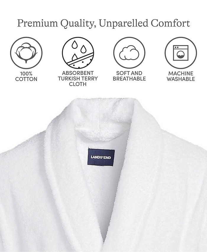 Lands' End Big & Tall Calf Length Turkish Terry Robe - Macy's