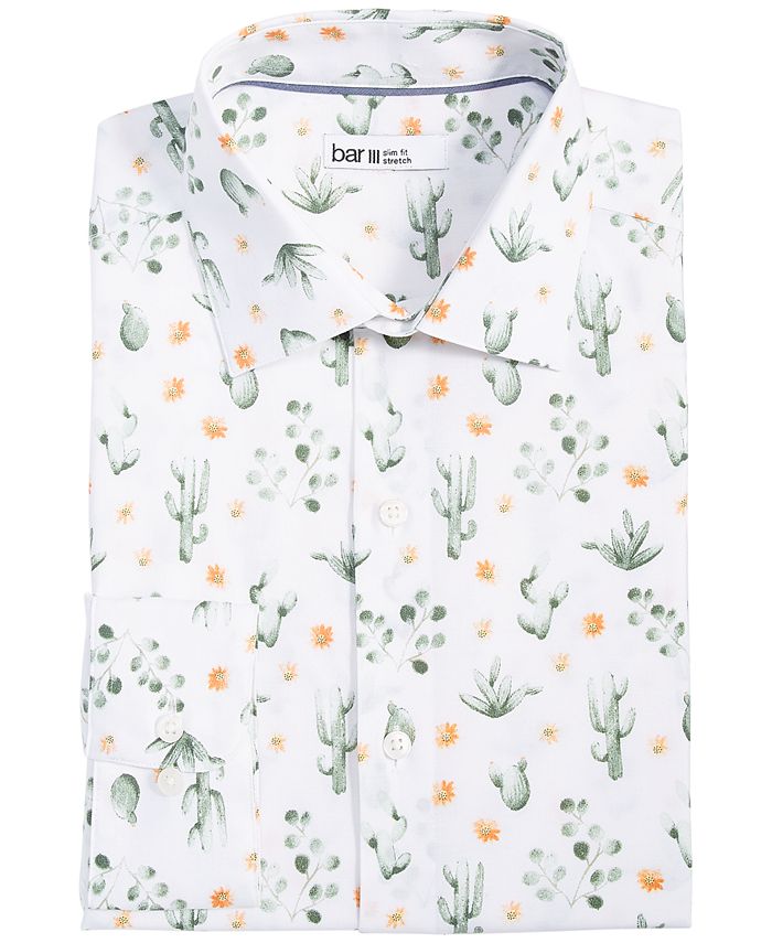 Bar III Men's Slim-Fit Cactus-Print Dress Shirt, Created for Macy's ...